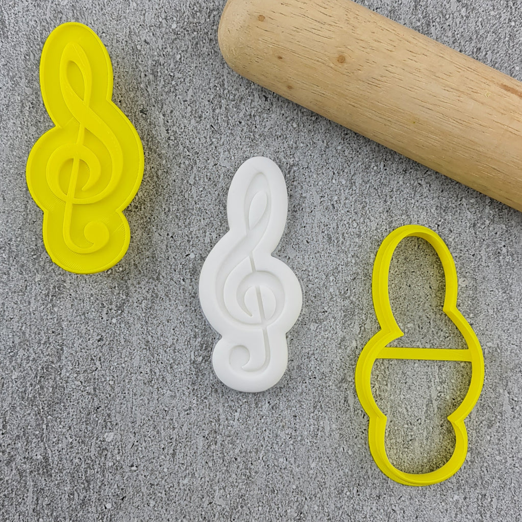 Treble Clef Music Note Embosser & Cutter Set | Custom Cookie Cutters