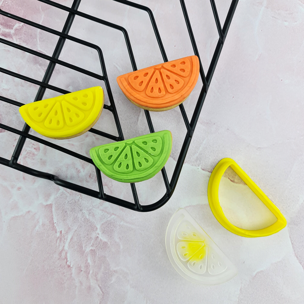Citrus Half Slice Mini Cutter & Embosser Set | Custom Cookie Cutters