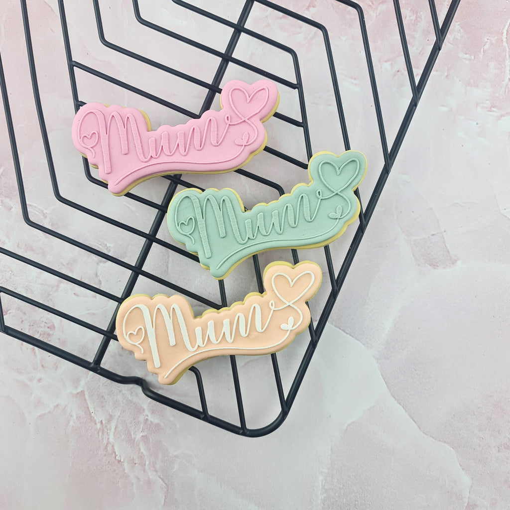 Mum Hearts Text Cutter and Debosser Set | Custom Cookie Cutters