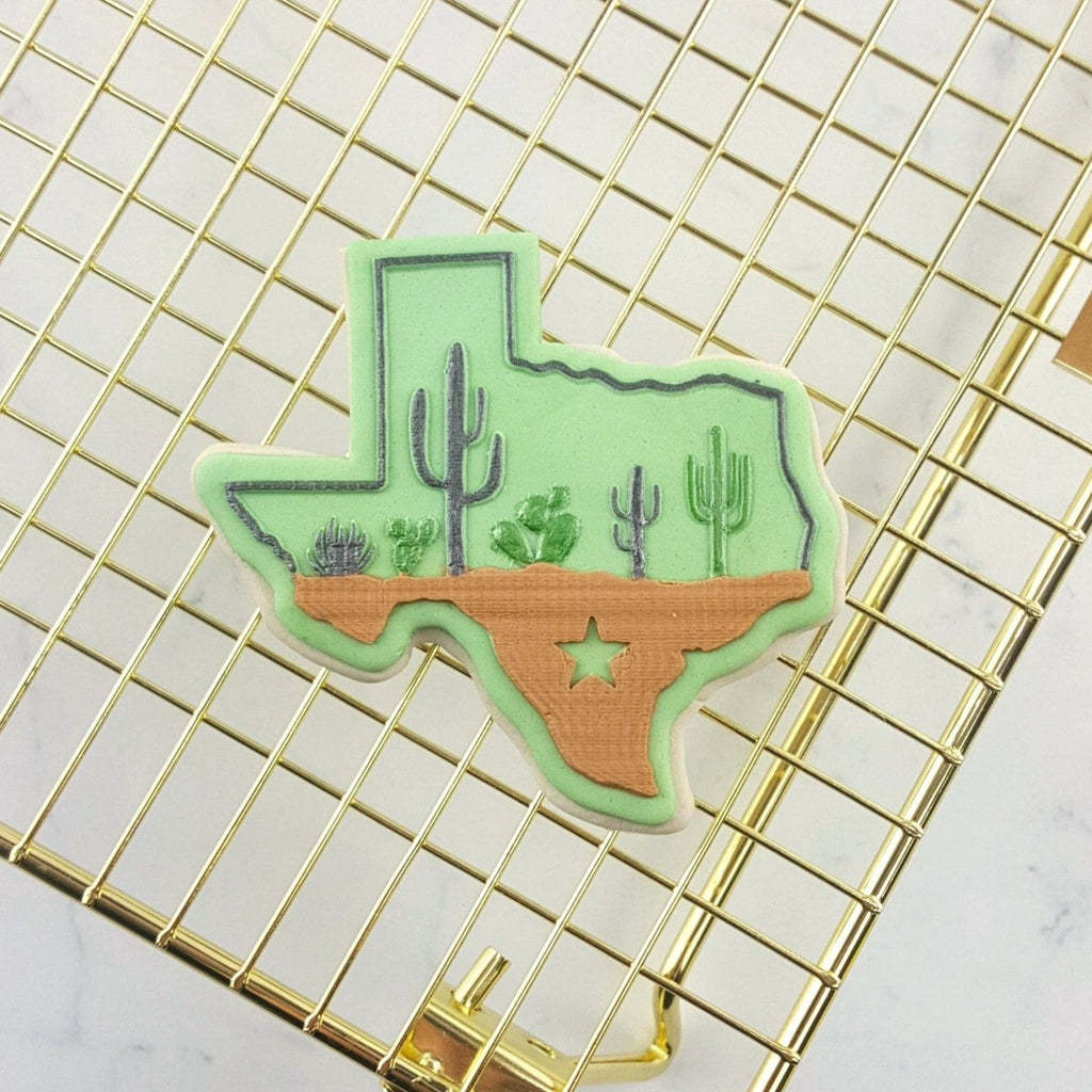 Texas Cactus Cutter and Debosser Set | Custom Cookie Cutters