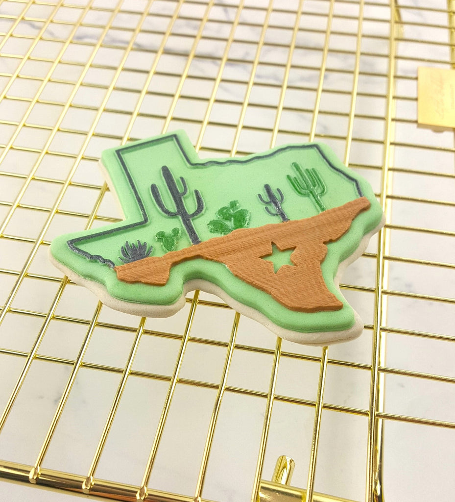 Texas Cactus Cutter and Debosser Set | Custom Cookie Cutters