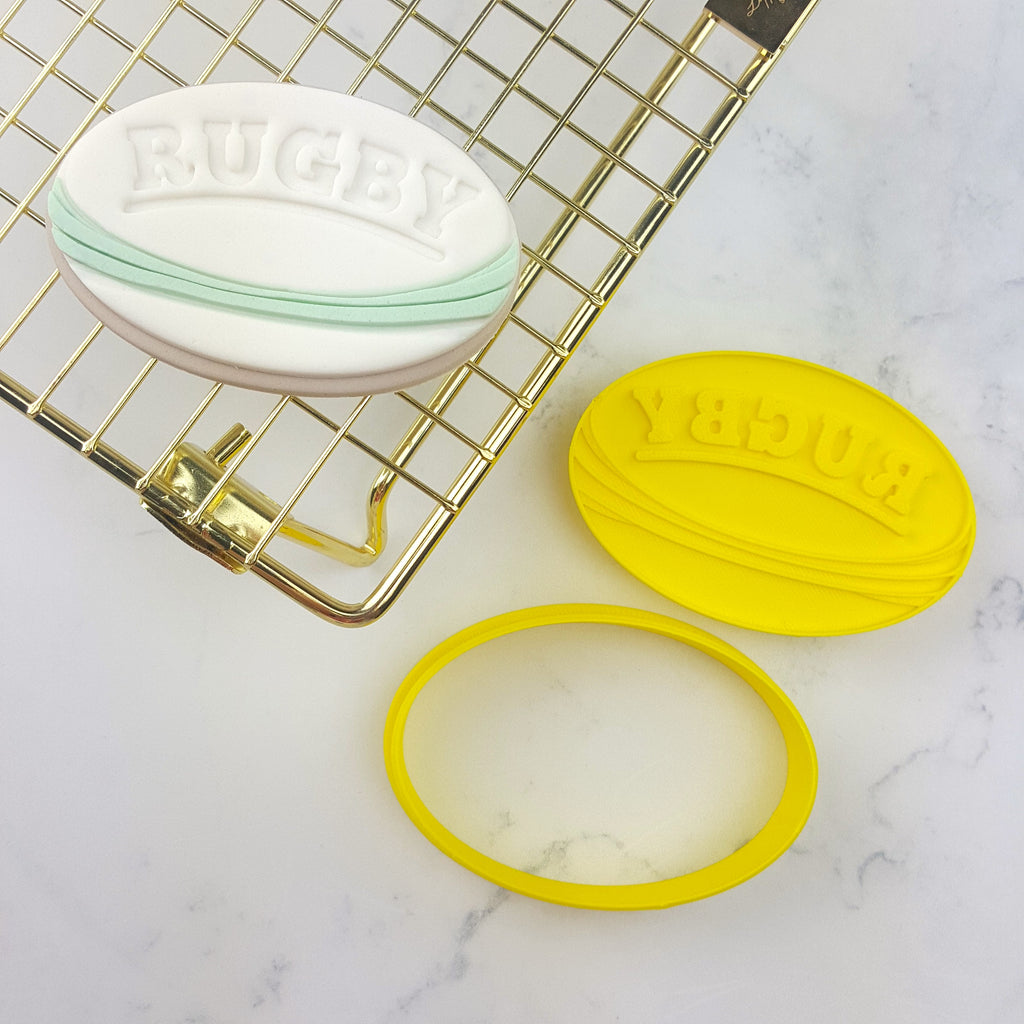 NRL Rugby Ball Cutter and Embosser Set | Custom Cookie Cutters