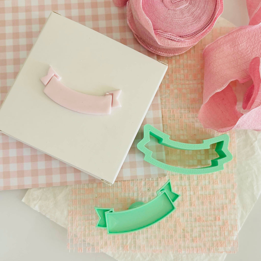 Tiny Ribbon Banner Cutter and Embosser Set (SweetP) | Custom Cookie Cutters