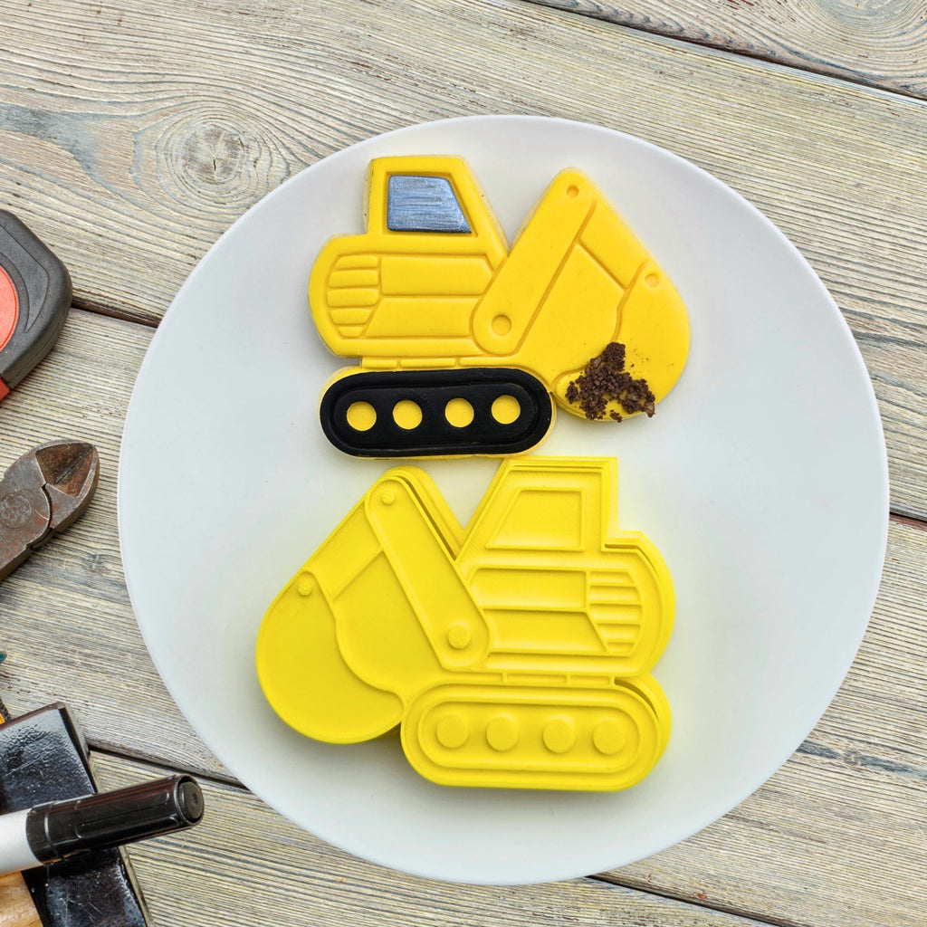 Digger Cutter & Embosser Set | Custom Cookie Cutters