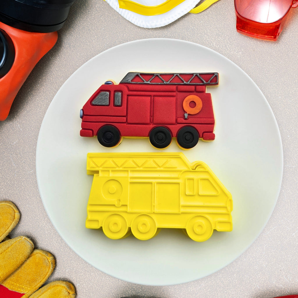 Fire Truck Cutter & Embosser Set | Custom Cookie Cutters
