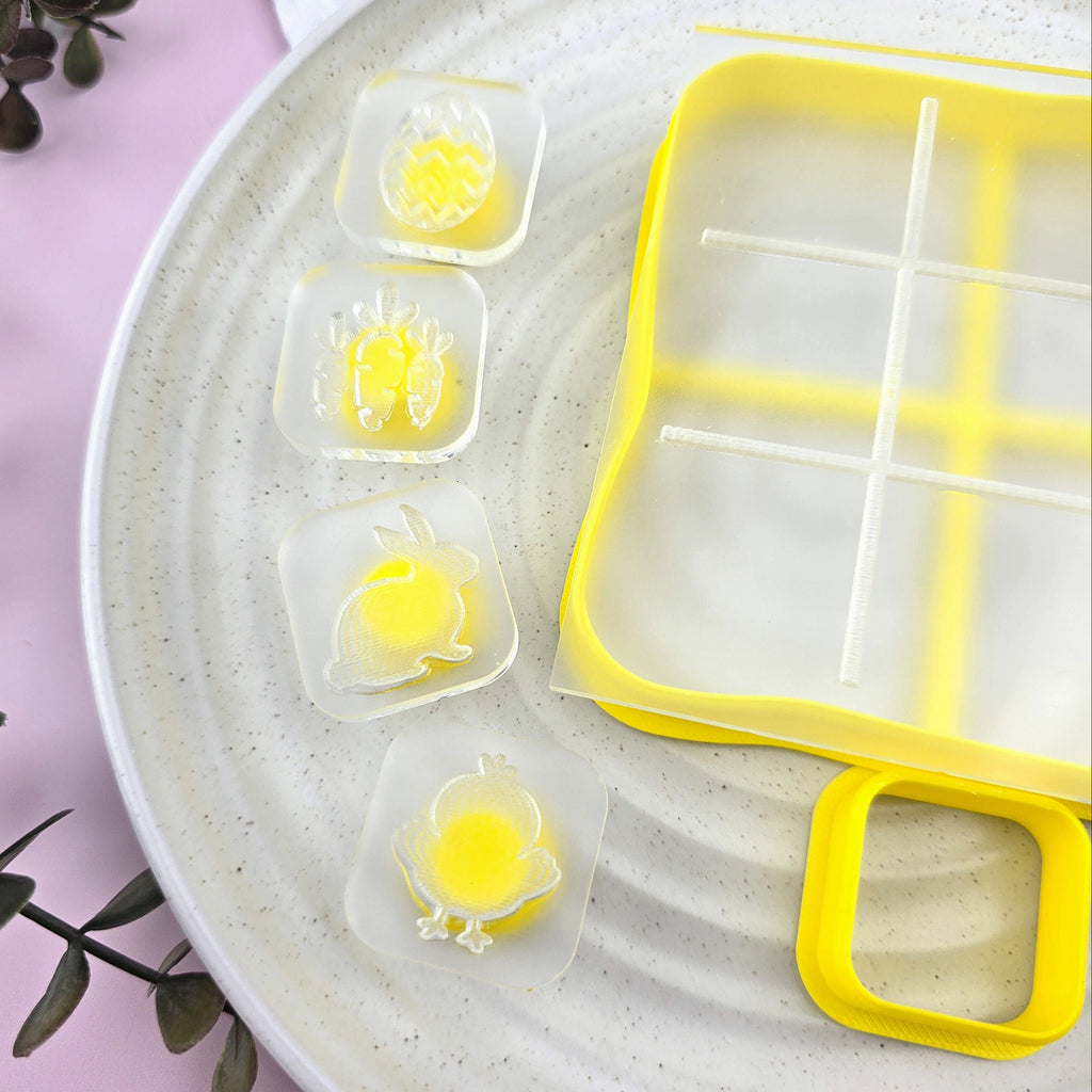 Hot Cross Bun Tic Tac Toe Cutter & Debosser Set | Custom Cookie Cutters