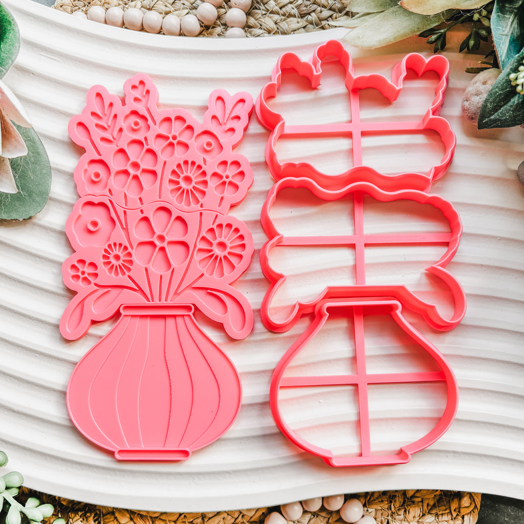 Flower Vase Debosser & Cutter Stack Set (Bikkie Smalls) | Custom Cookie ...
