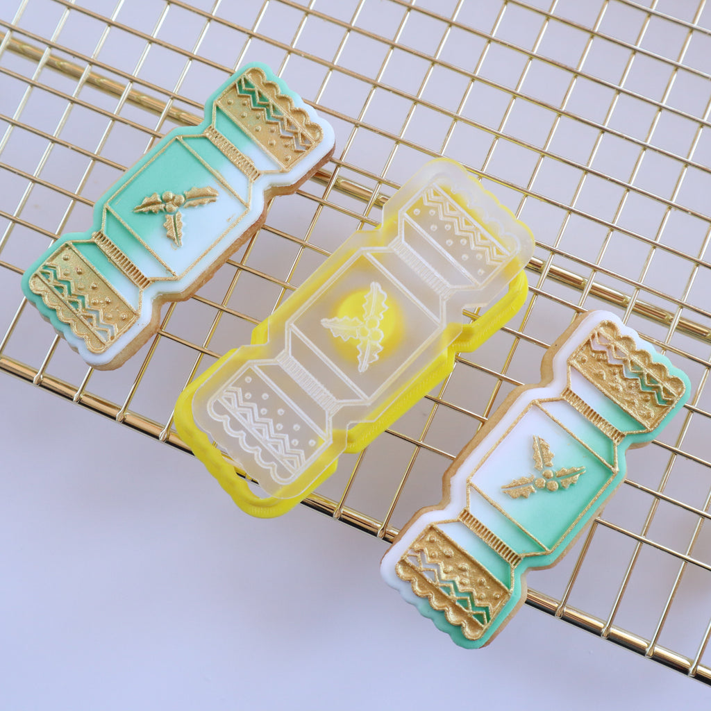 Mini Christmas Cracker Cutter & Debosser Set | Custom Cookie Cutters