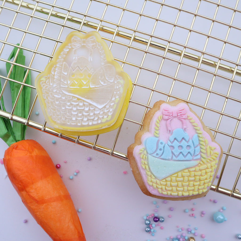 Mini Easter Basket Cutter & Debosser Set | Custom Cookie Cutters