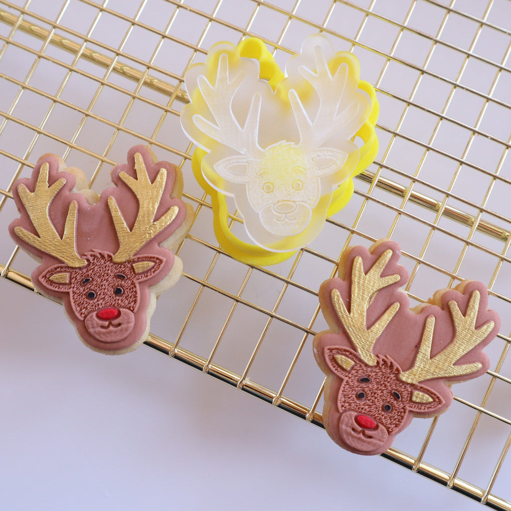 Mini Reindeer Cutter & Debosser Set | Custom Cookie Cutters