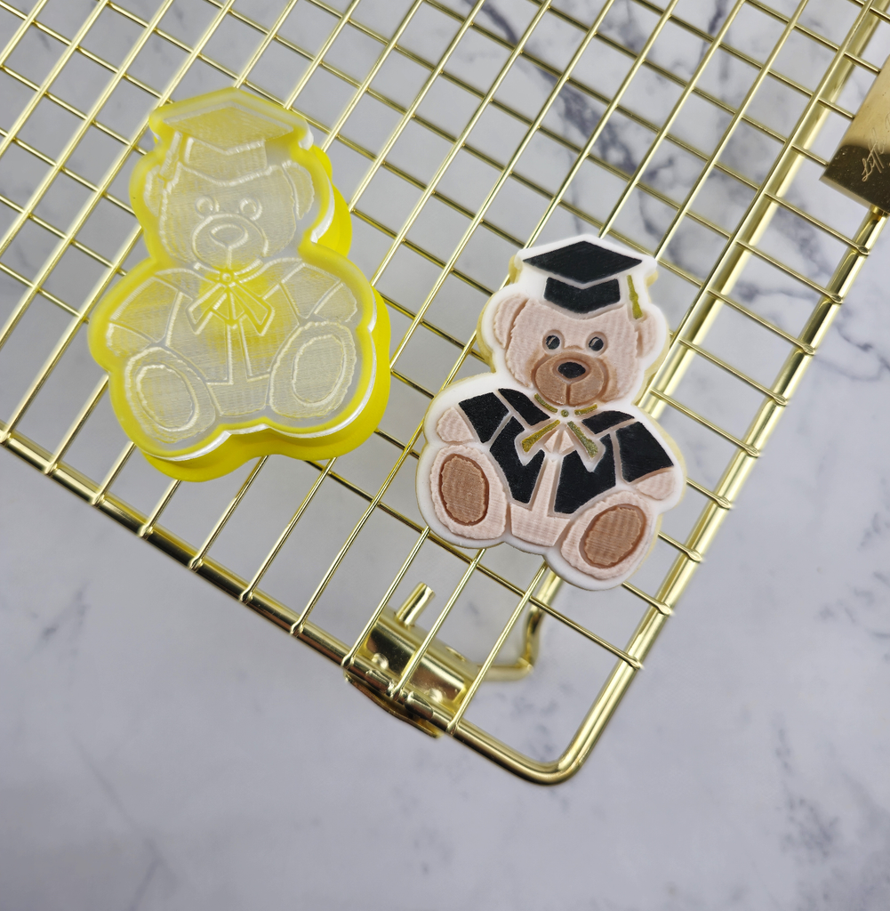 Mini Graduation Bear Cutter and Debosser Set | Custom Cookie Cutters
