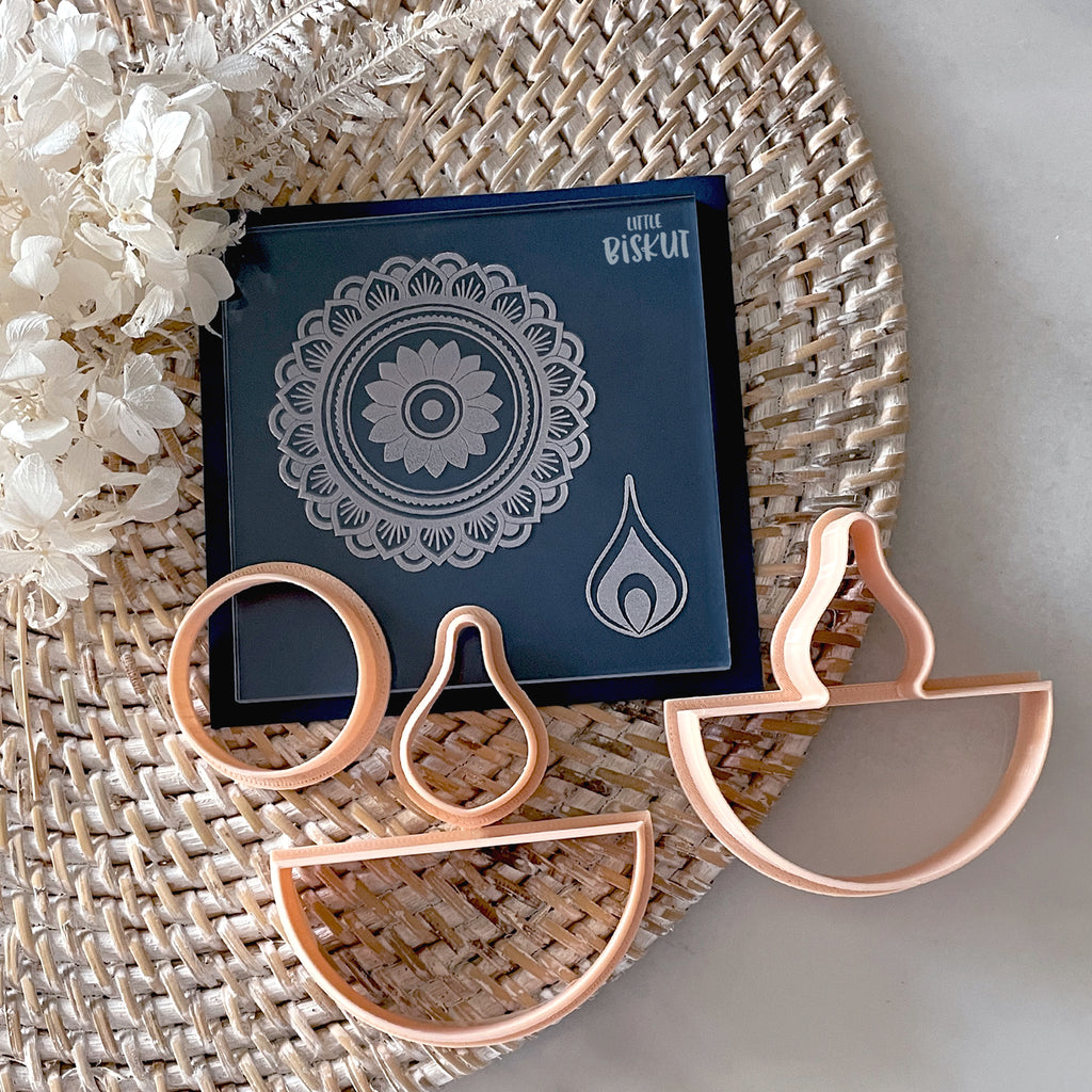 Diwali Candle Cutter & Debosser Set (Little Biskut) | Custom Cookie Cutters