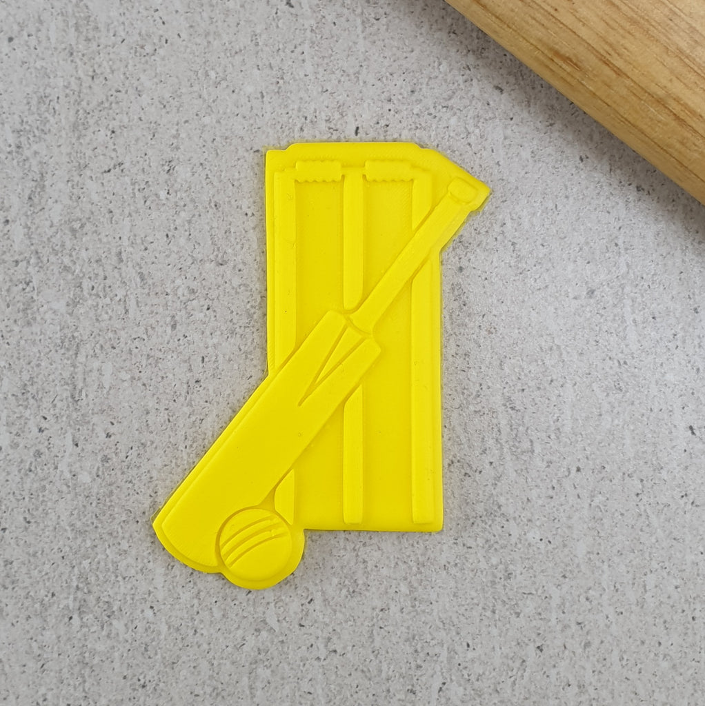 Cricket Bat & Stumps Embosser & Cutter Set | Custom Cookie Cutters