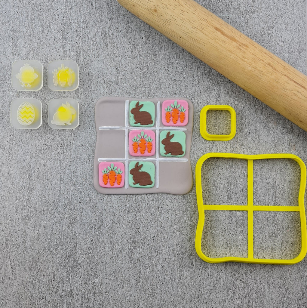 Hot Cross Bun Tic Tac Toe Debosser & Cutter Set | Custom Cookie Cutters