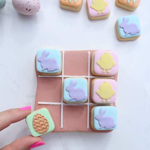 Hot Cross Bun Tic Tac Toe Debosser & Cutter Set | Custom Cookie Cutters