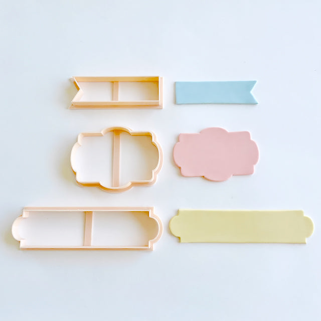 Banner Cutter Triple Set (Little Biskut) | Custom Cookie Cutters