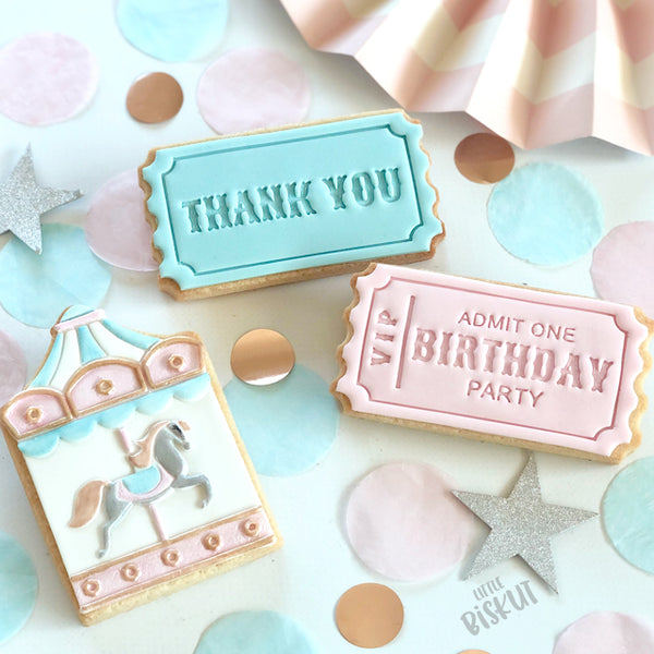 Ticket Cutter & Embosser Set (Little Biskut) | Custom Cookie Cutters